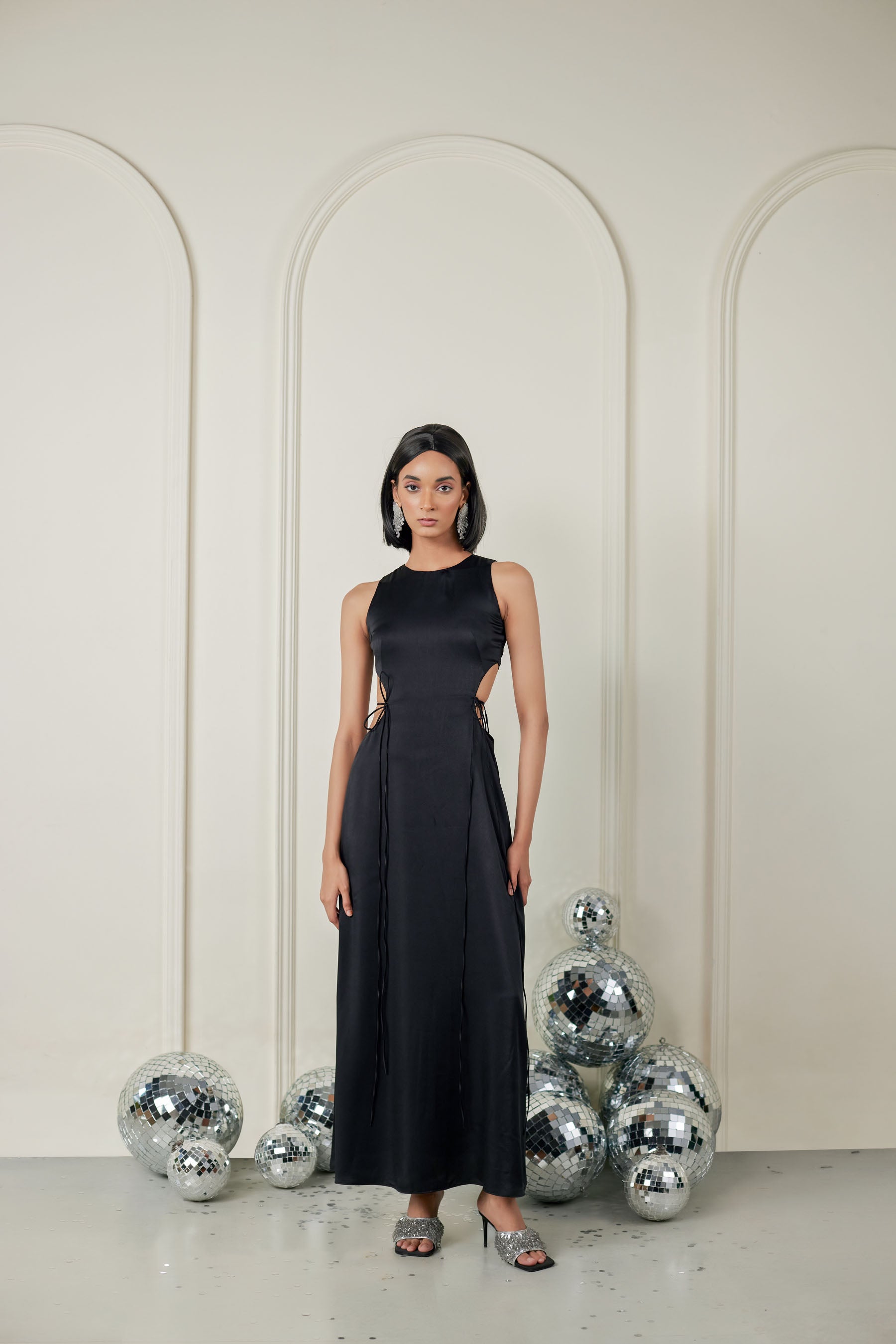Buy Black Satin Long Dress For Women| The RealB