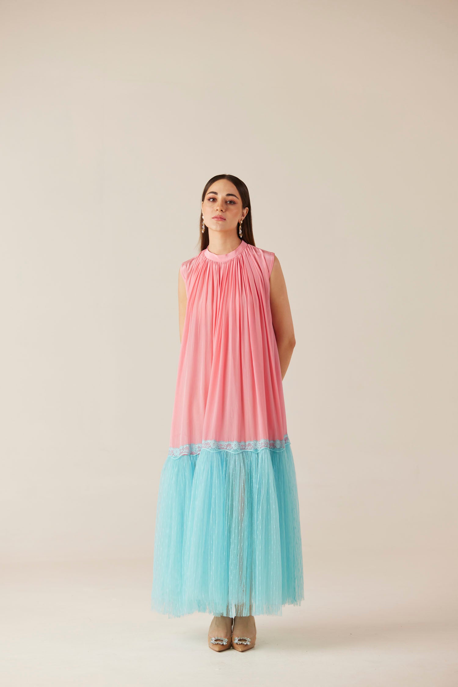 Blushing Skies Long Lace Dress