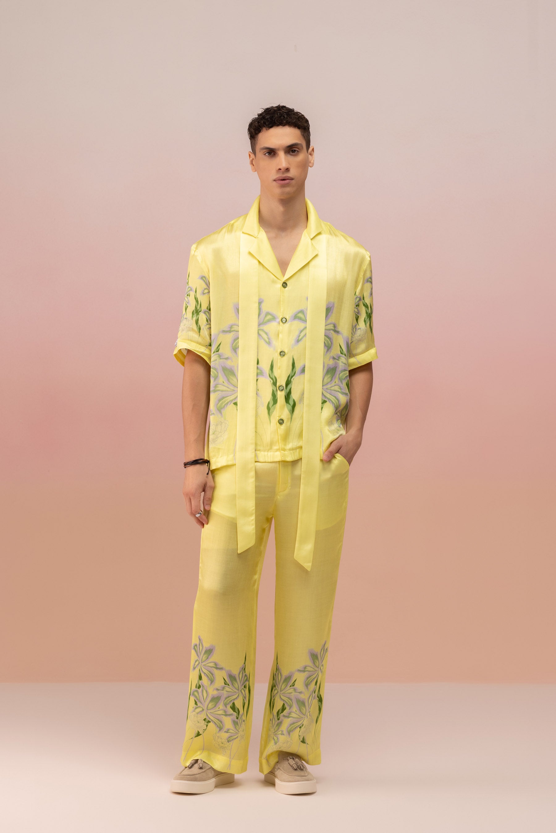Shop Yellow Satin Co Ord Set Men | The RealB