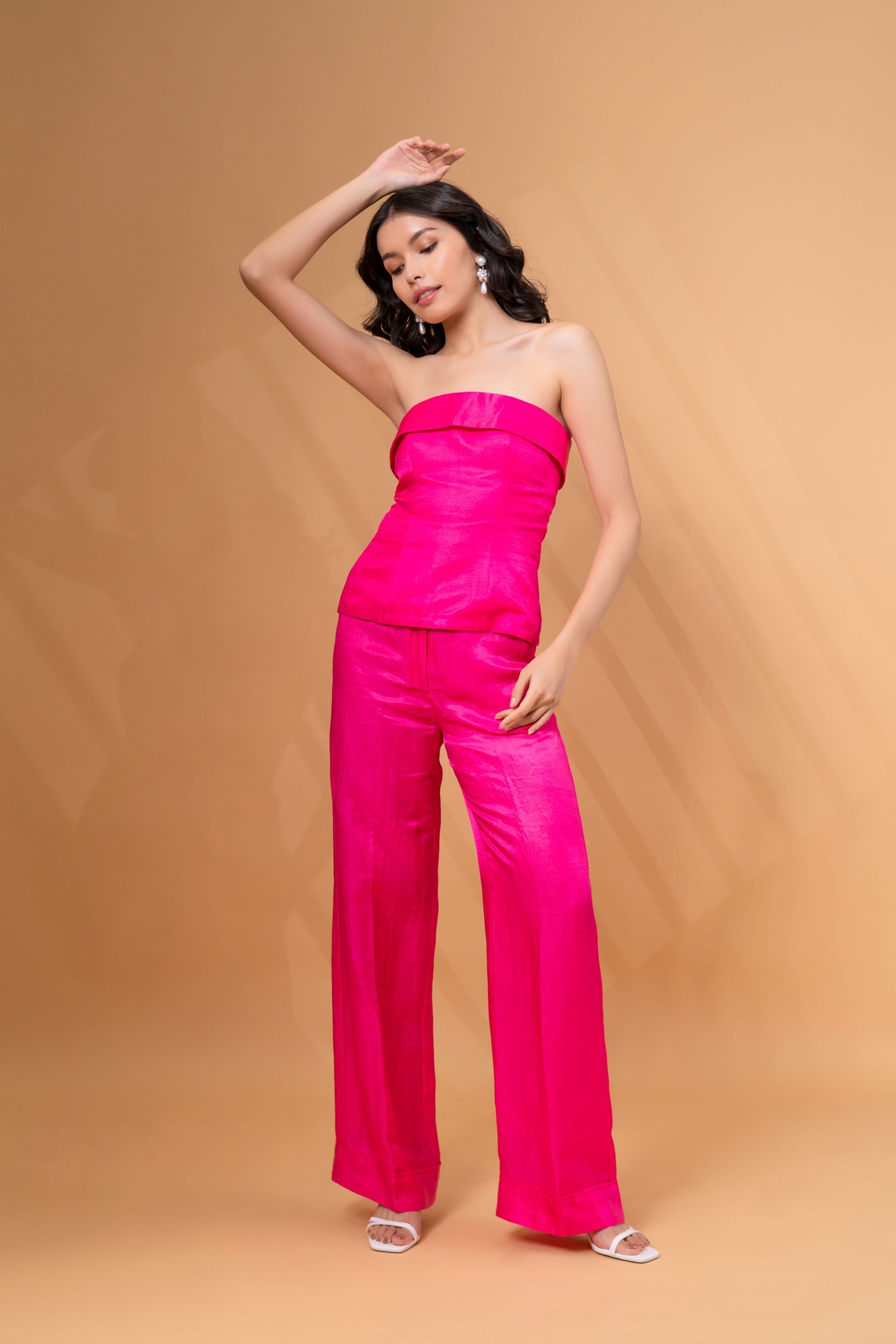 Buy Hot Pink Linen Tube Top Online| The RealB
