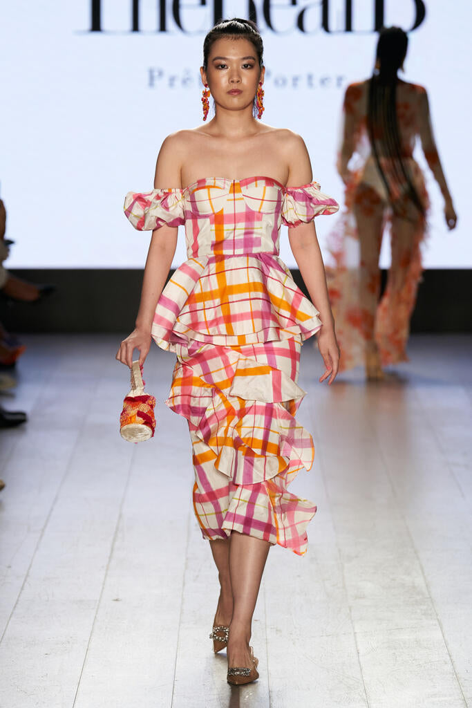 Multicolour Checkered Off Shoulder Top Skirt Set|TheRealB