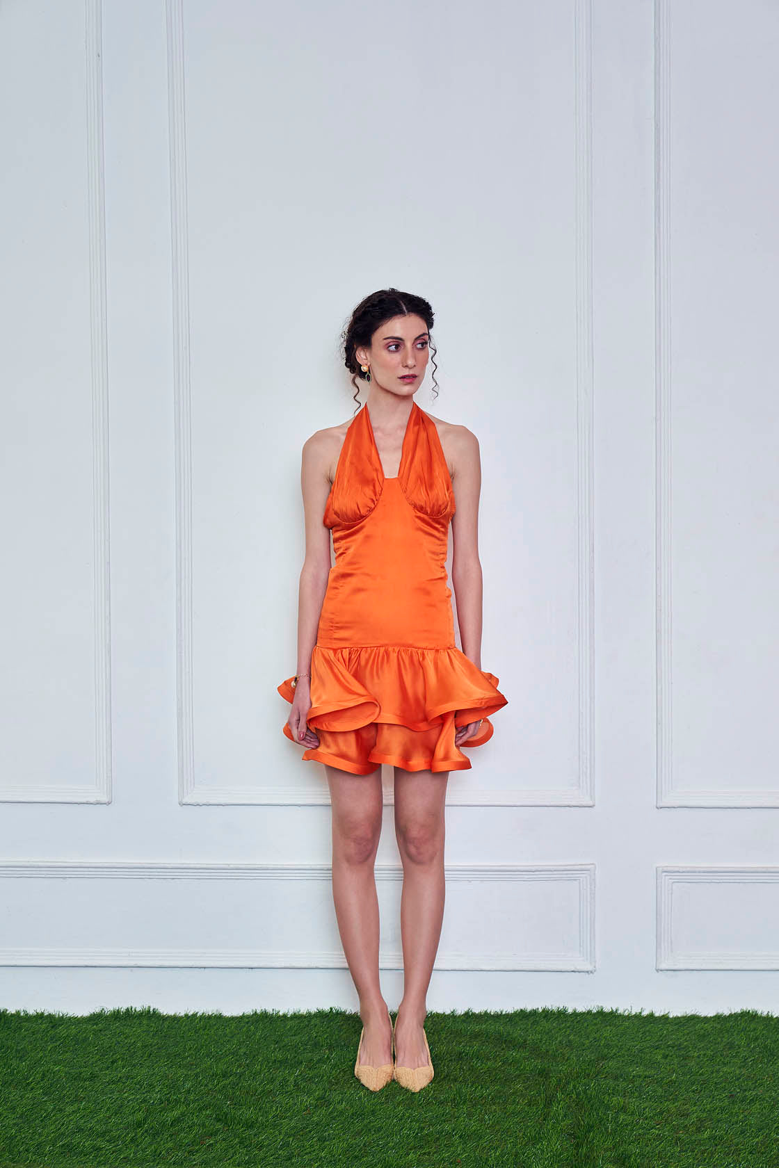 Thrilling love Halterneck Ruffled Mini Dress